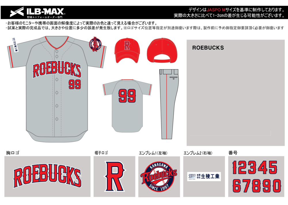 2203_ROEBUCKS - 野球ユニフォームオーダー【ILB-max】