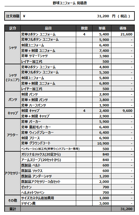 250428_BX JET-POWERS_6th追加見積書 - 野球ユニフォームオーダー【ILB-max】